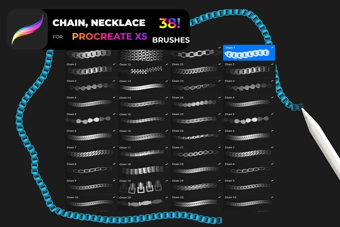 38! Chain, Necklace for Procreate-X5 Free Download