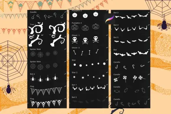 40 Procreate Halloween Stamp Brushes - Brushes Pack