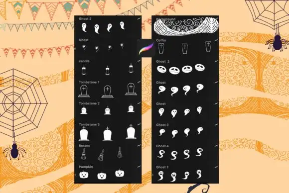 40 Procreate Halloween Stamp Brushes - Brushes Pack