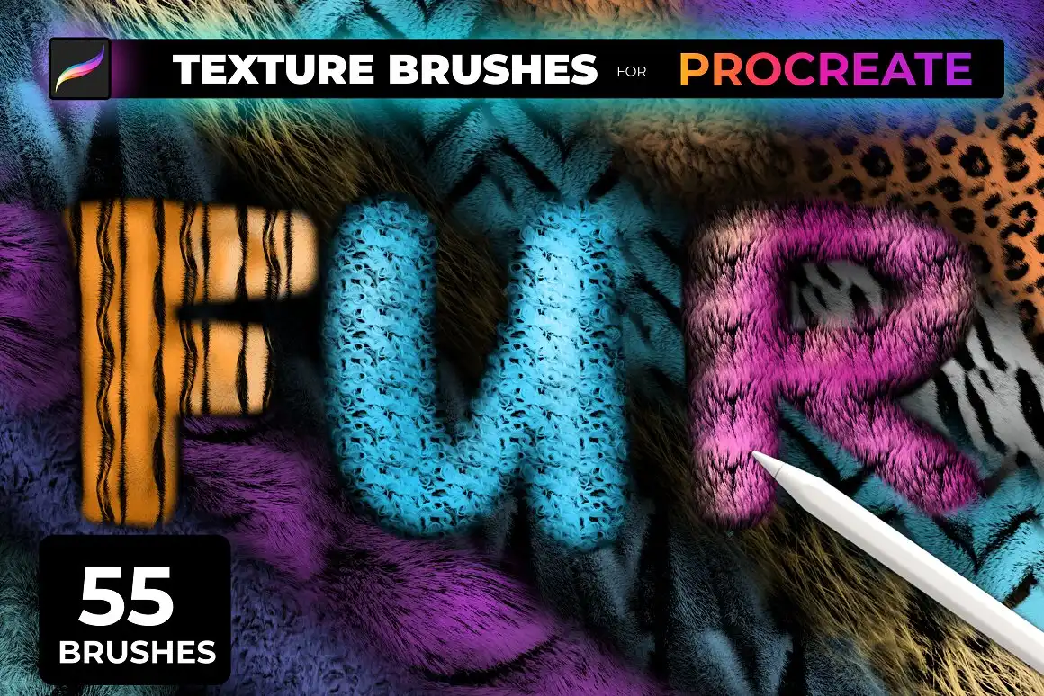 55 FUR TEXTURE Brushes for PROCREATE Free Download