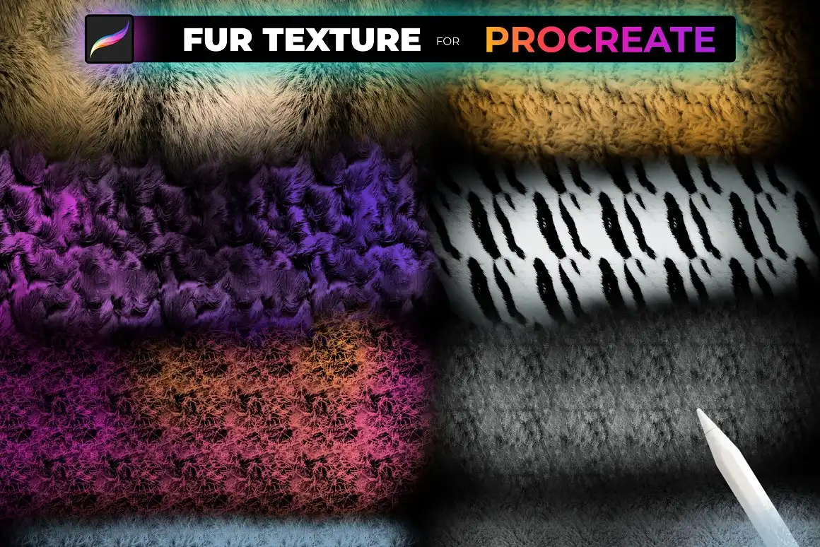 55 FUR TEXTURE Brushes for PROCREATE Free Download
