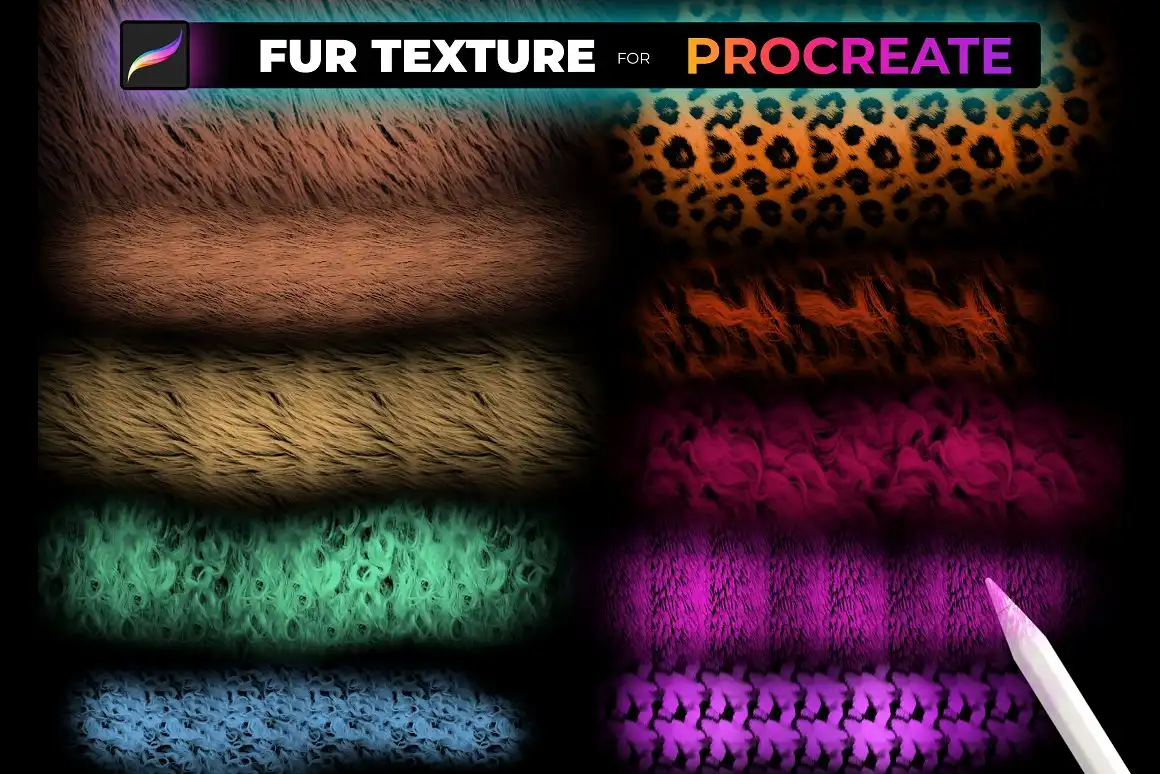 55 FUR TEXTURE Brushes for PROCREATE Free Download