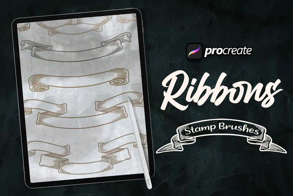 Ribbon Brush Stamp Procreate - Brushes Pack