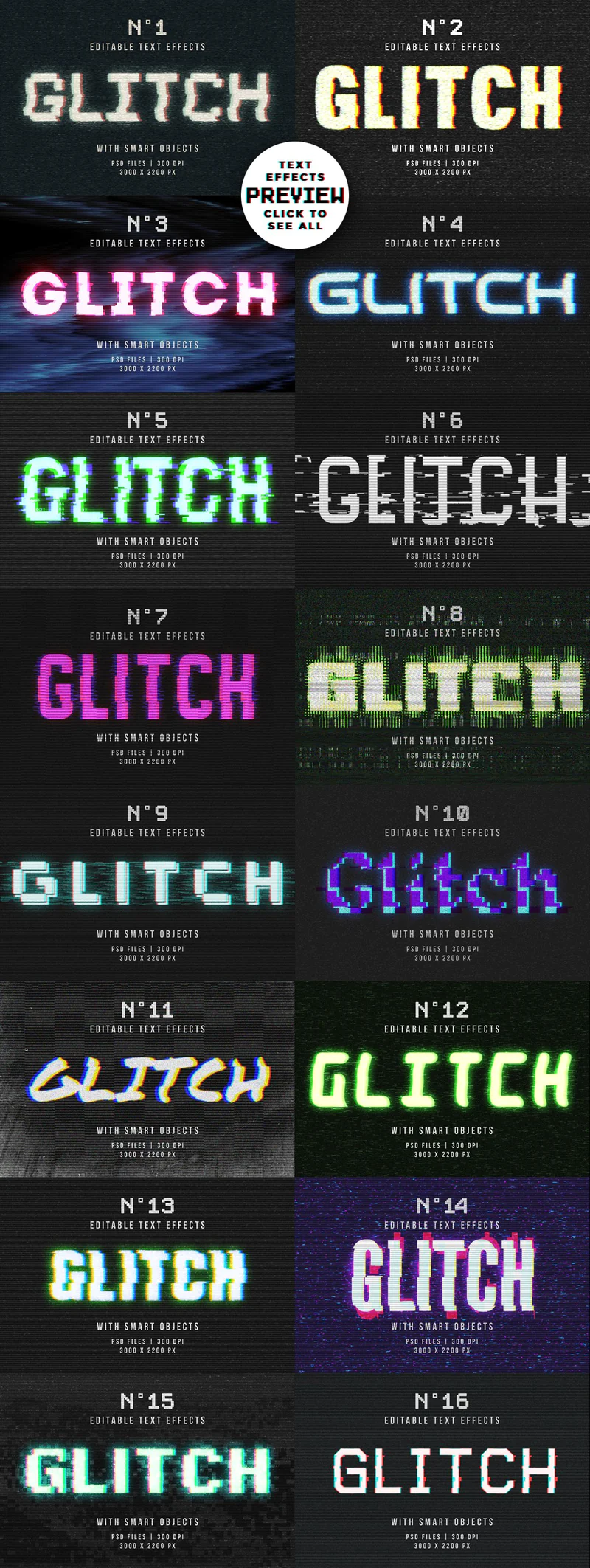 Glitch Text Effects for Photoshop - Brushes Pack