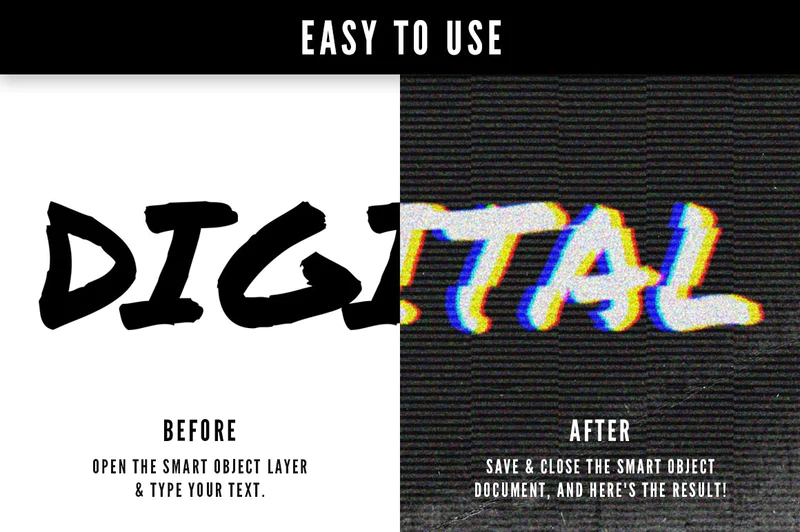 Glitch Text Effects for Photoshop - Free Download