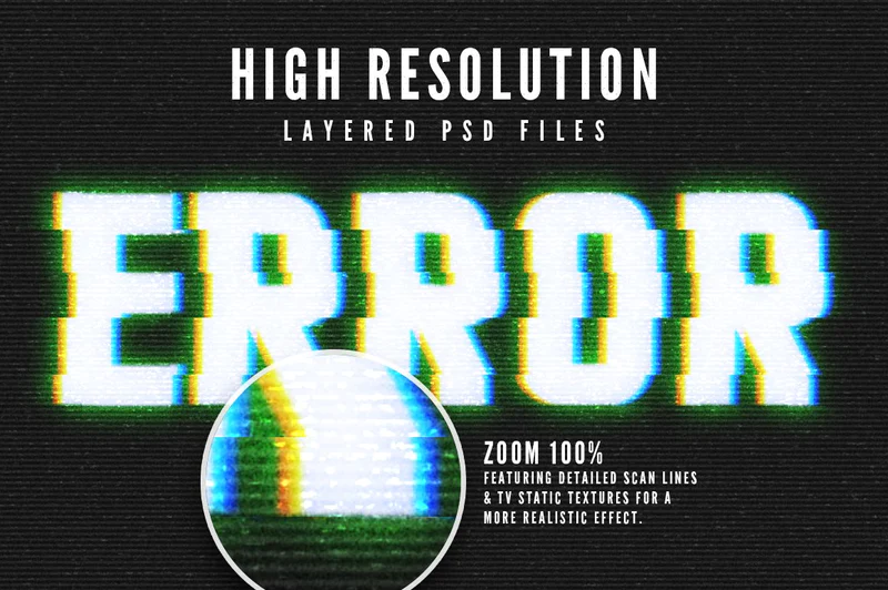 Glitch Text Effects for Photoshop | BrushesPack