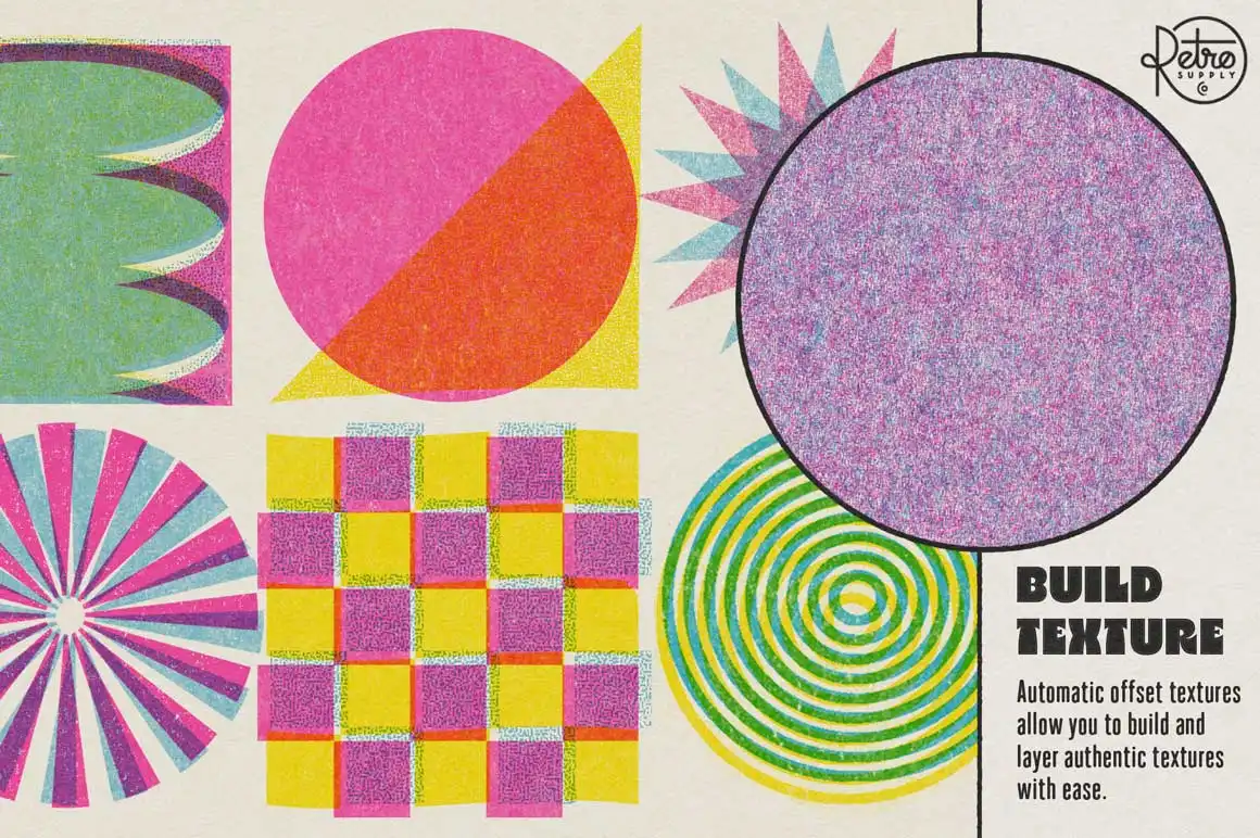 RISOGRAPH BRUSH AND TEXTURE KIT FOR PHOTOSHOP - Brushes Pack