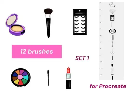 12 Procreate Beauty Stamps (set 1) Free Download