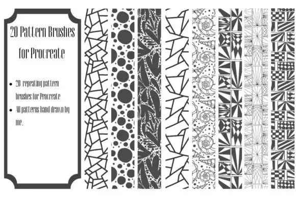 20 Pattern Brushes for Procreate Free Download