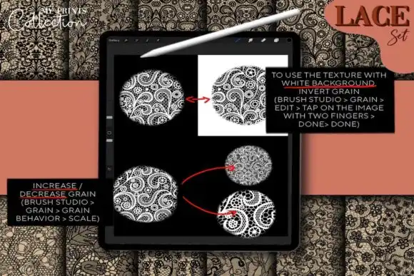 40 Lace Pattern Procreate Brushes – Brushes Pack