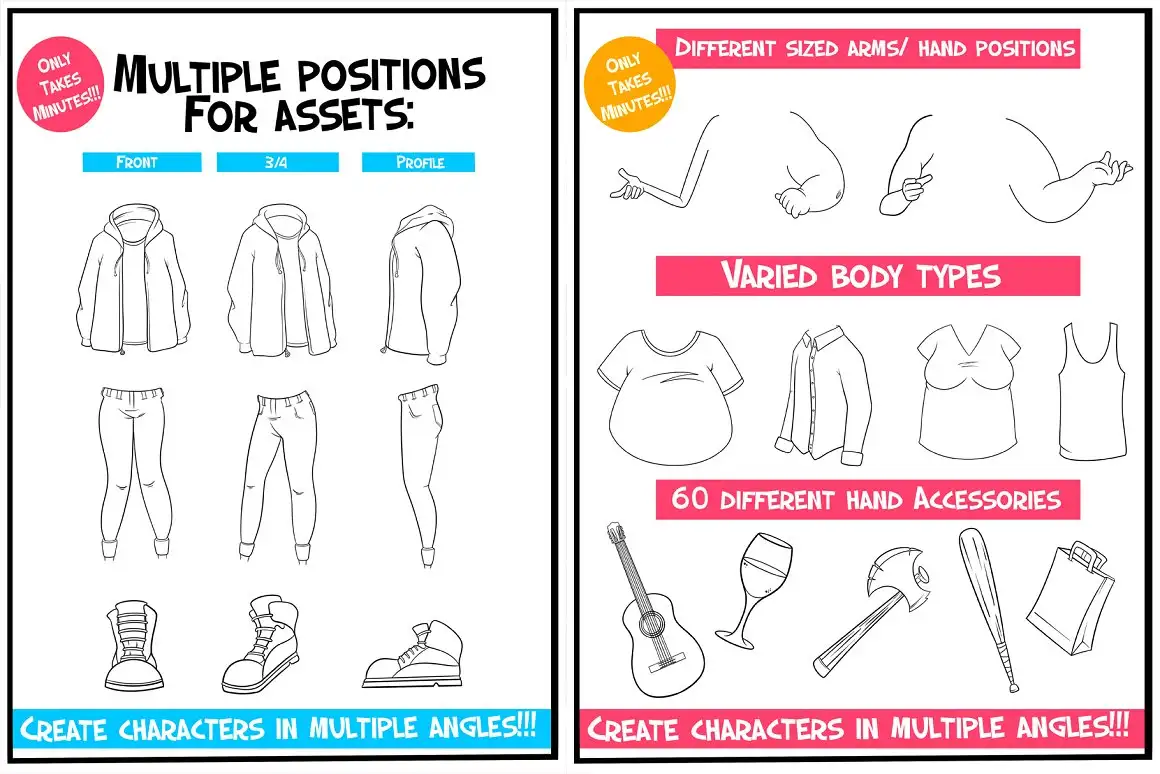 Cartoon Humans Creator Pack Brushes - Free Download