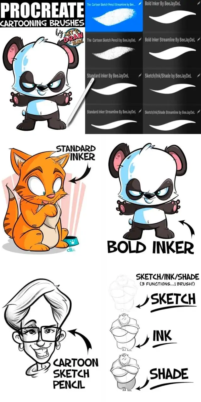 Cartooning Brush Set for Procreate by BeeJayDeL Free Download