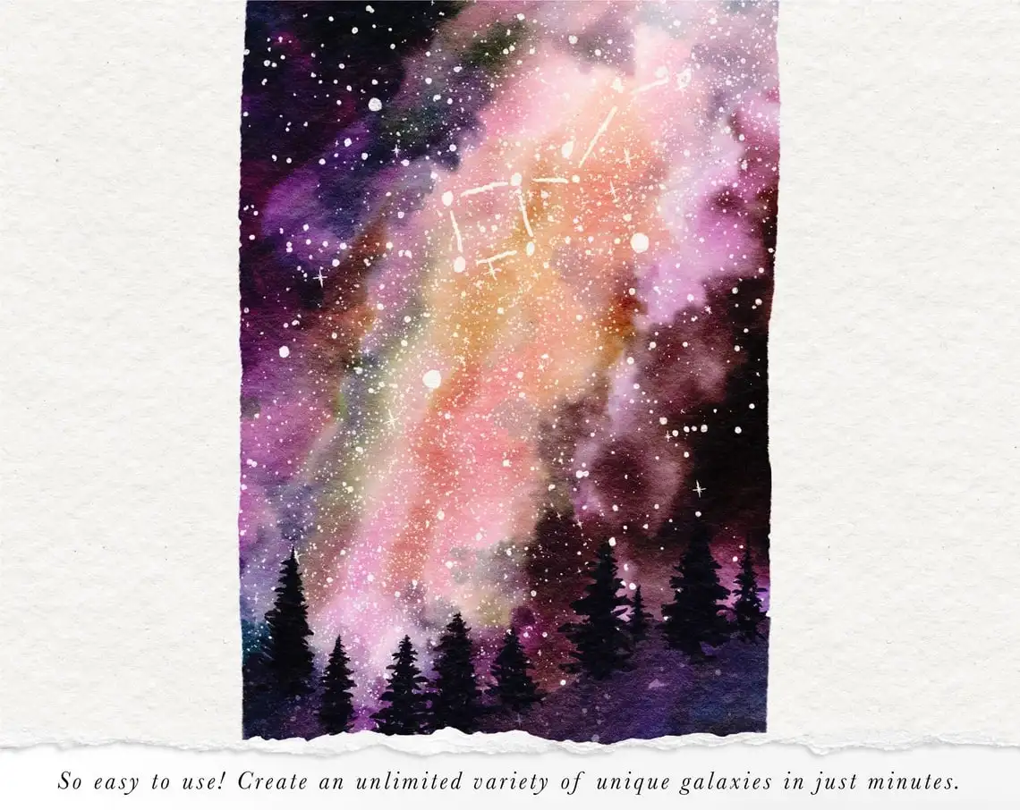 Galaxy Watercolor Painting kit for Procreate - Free Download