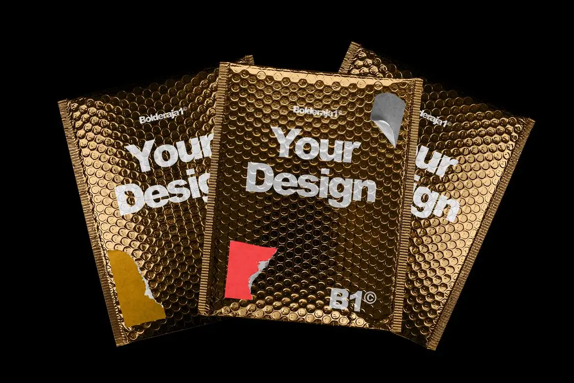 Gold Plastic Bag Mockup Free Download