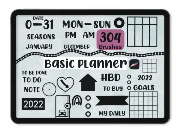 Procreate Basic Planner Set 304 Brushes Free Download