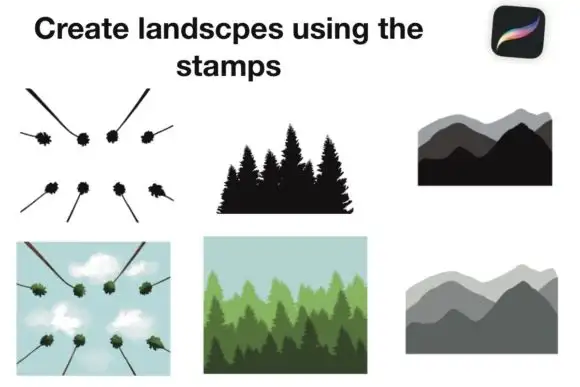Procreate Trees &Landscape Stamp Brushes - Brushes Pack