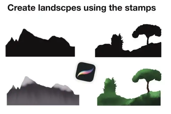 Procreate Trees &Landscape Stamp Brushes - Brushes Pack