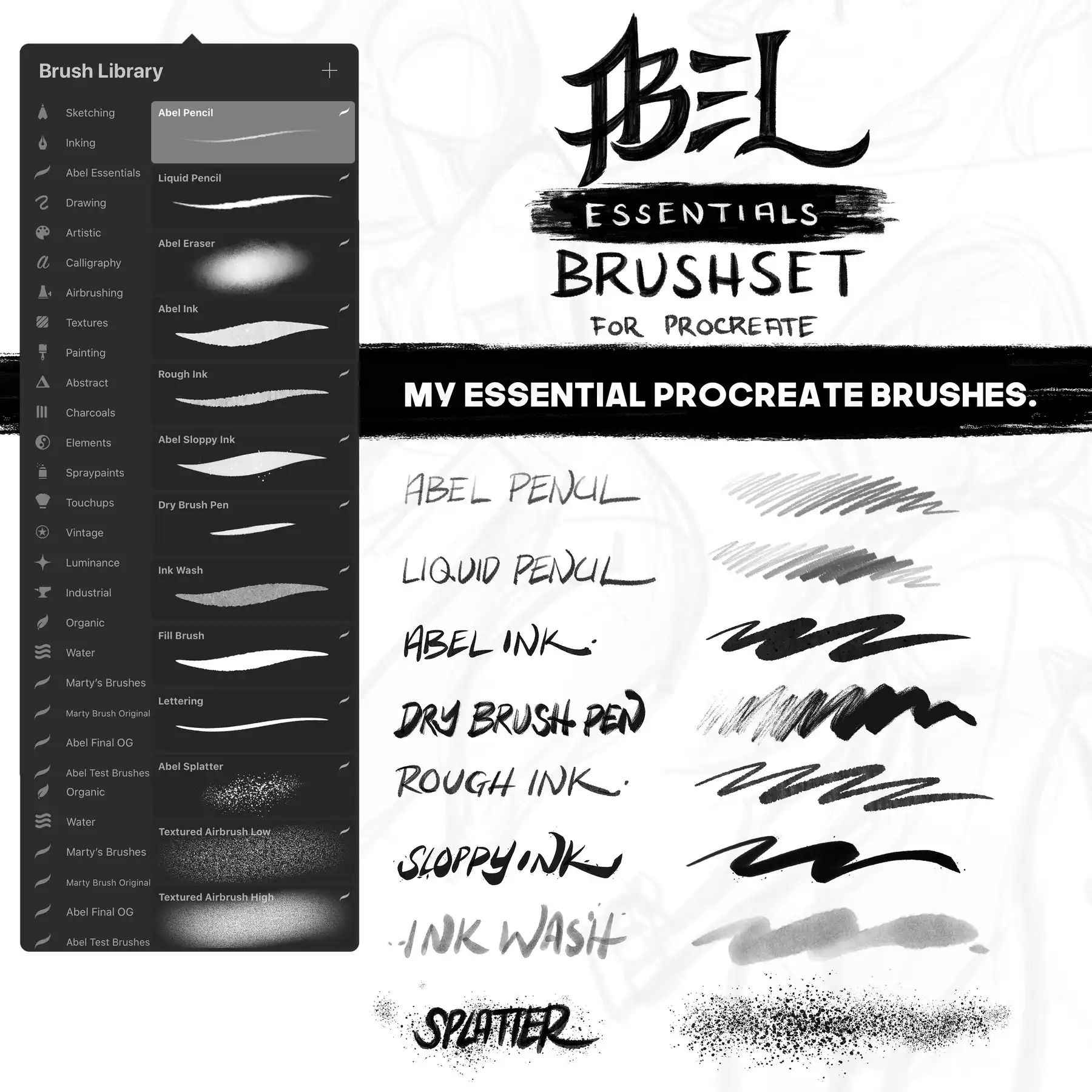 Abel Essentials - Procreate Brush Set - Free Download