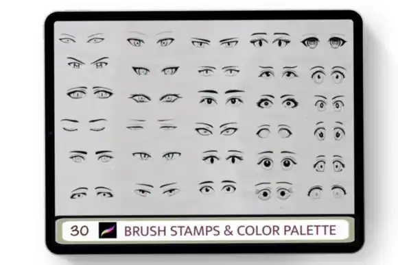 Anime Eyes Procreate Brush Stamps - Free Download