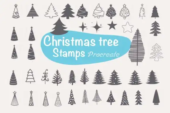 Christmas Tree Procreate Stamps Free Download