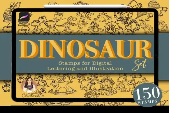 Dinosaur Procreate Set 150 Stamps - Free Download