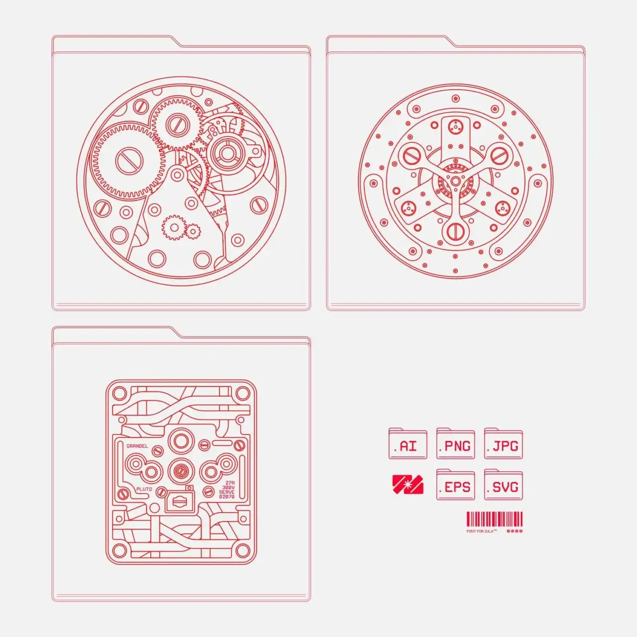 Electronic Vector Line Art - Brushes Pack