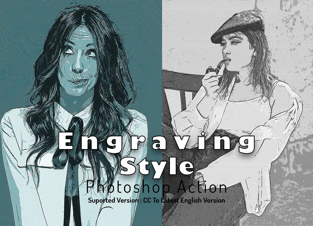 Engraving Style Photoshop Action Free Download