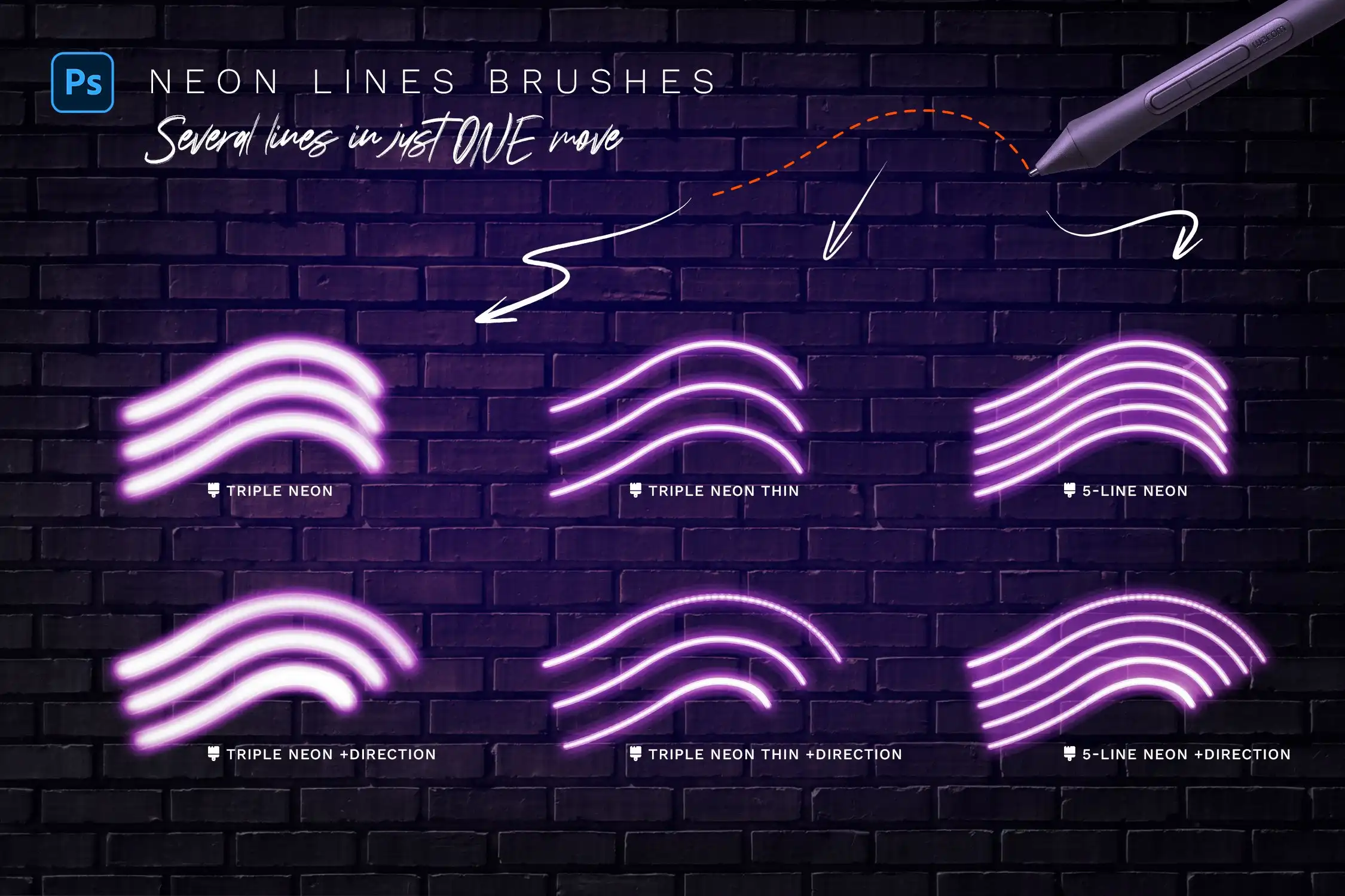 Glowing Neon Photoshop Brushes Free Download