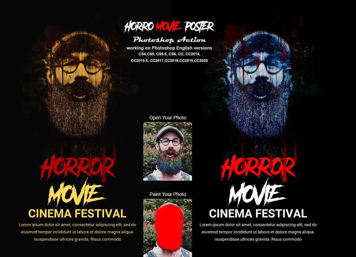 Horror Movie Poster Photoshop Action | BrushesPack