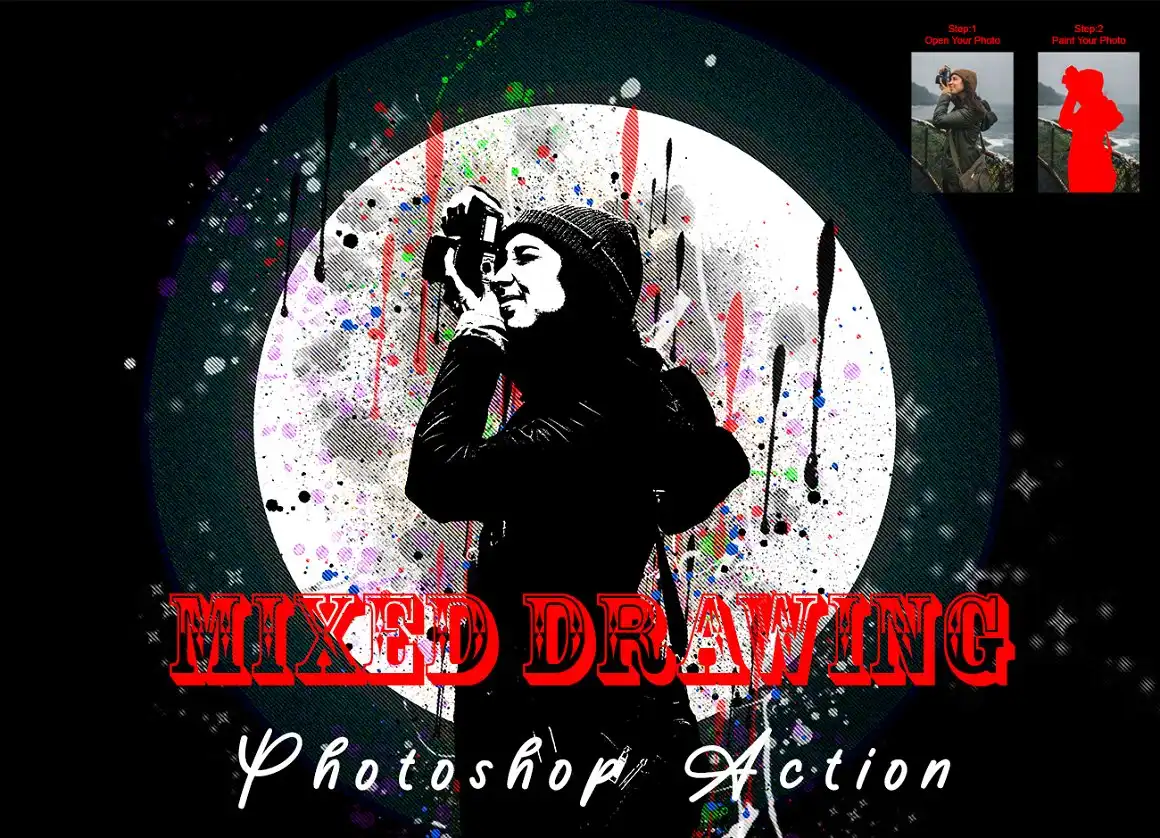 Mixed Drawing Photoshop Action Free Download