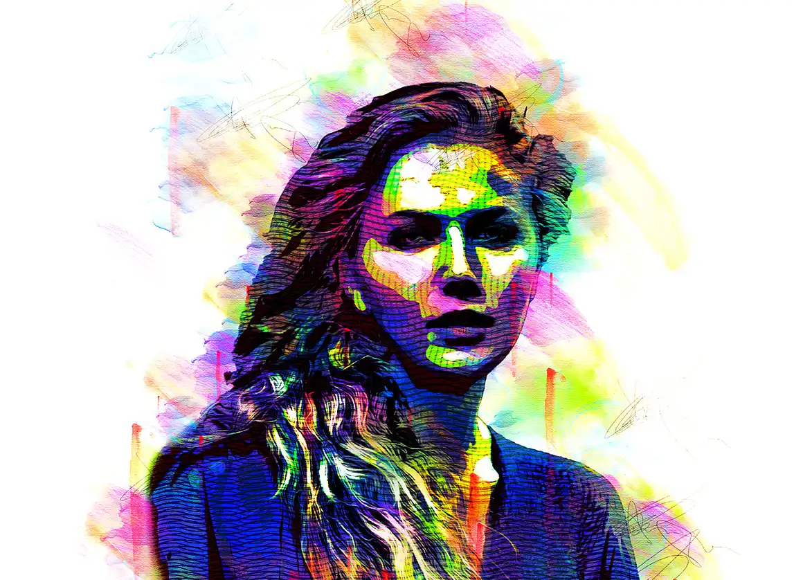 Mixed Portrait Photoshop Action - Brushes Pack