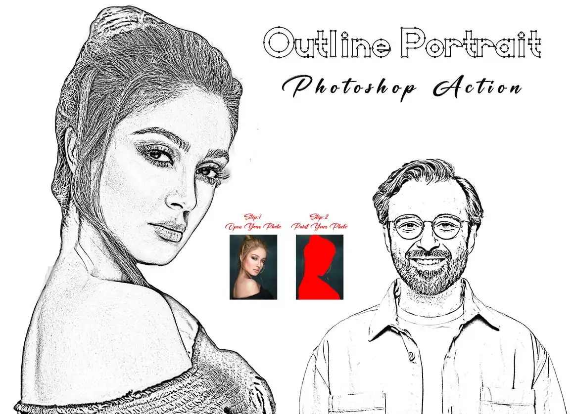 Outline Portrait Photoshop Action Free Download