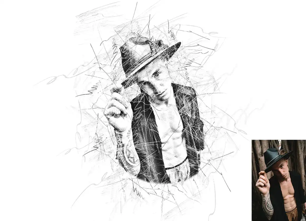 Pen Sketch Effect Photoshop Action Free Download