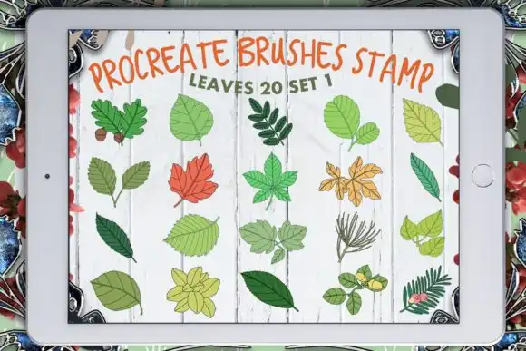 Procreate Brushes Stamp Leaves Set 1 - Free Download