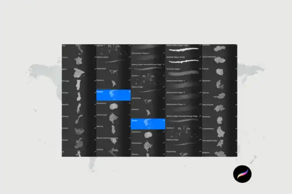 Procreate Watercolour Map Stamps X 52 Free Download