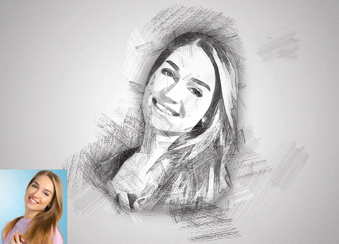 Real Sketch Portrait PS Action - Brushes Pack