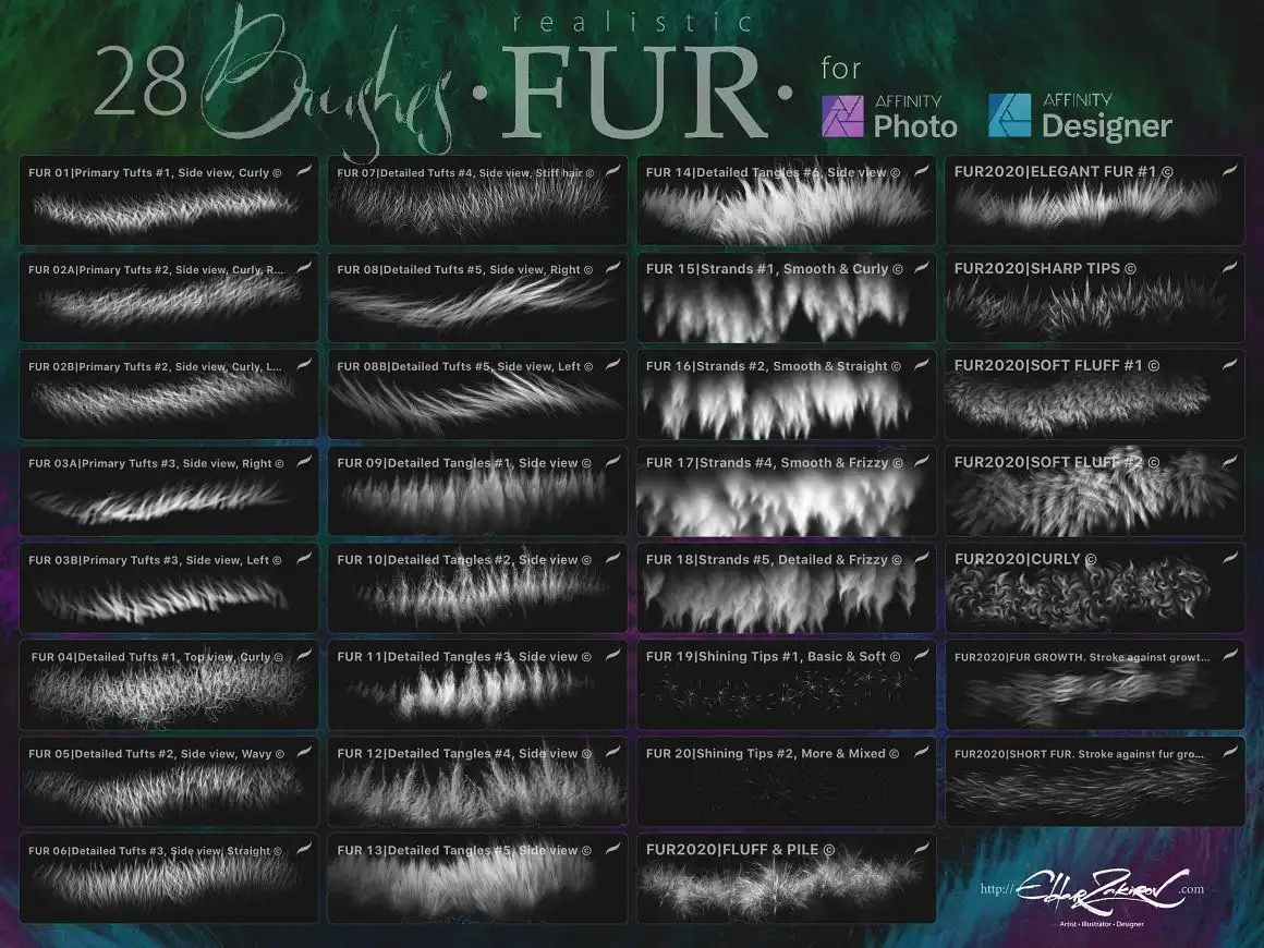 Realistic FUR Brushes for Affinity Free Download