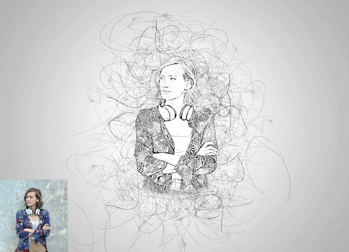 Scribble Drawing Photoshop Action - Free Download