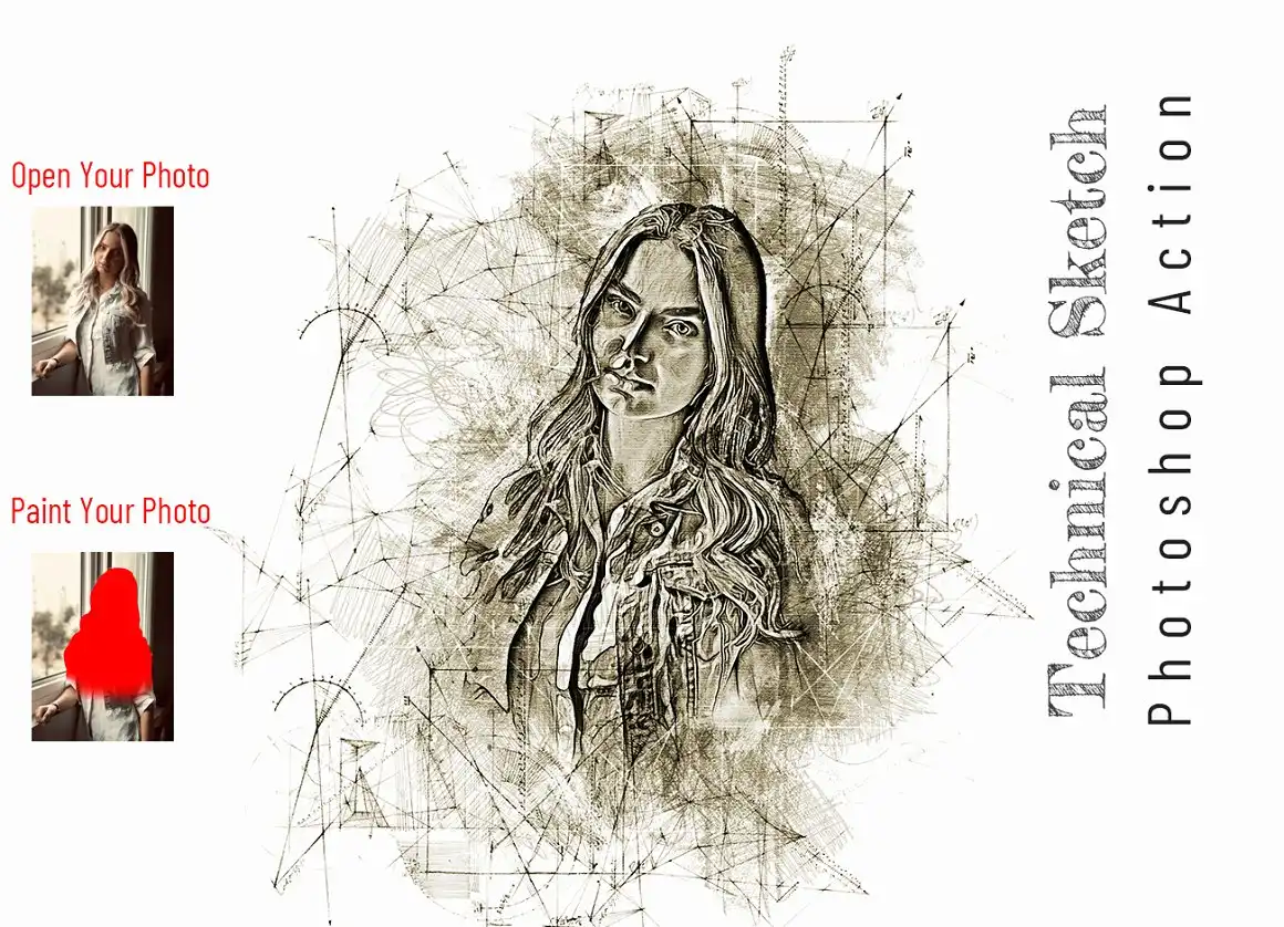 Technical Sketch Photoshop Action Free Download