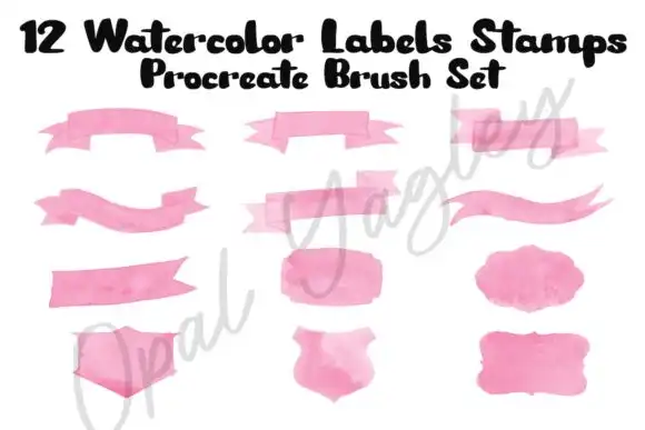 Watercolor Labels Procreate Stamps