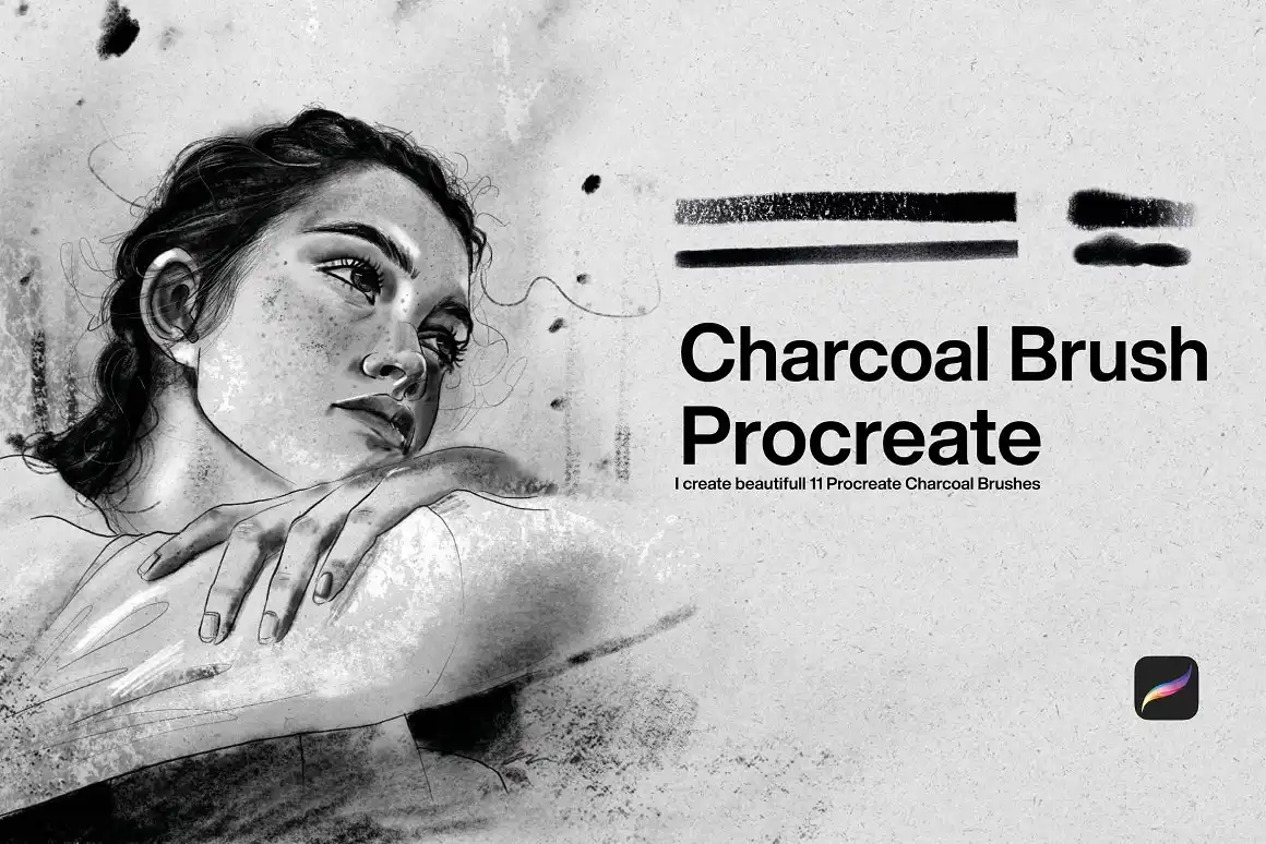 10 Charcoal Brushes Procreate Free Download