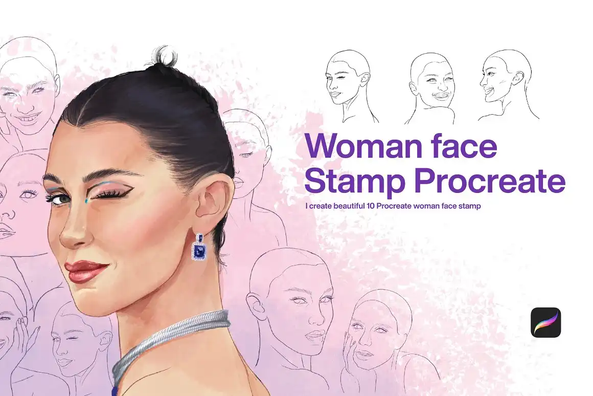 10 Woman Face Stamps Procreate - Free Download