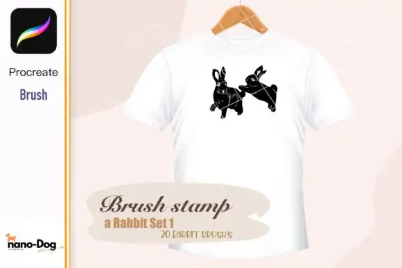 20 rabbit brush stamps procreate brush - Brushes Pack