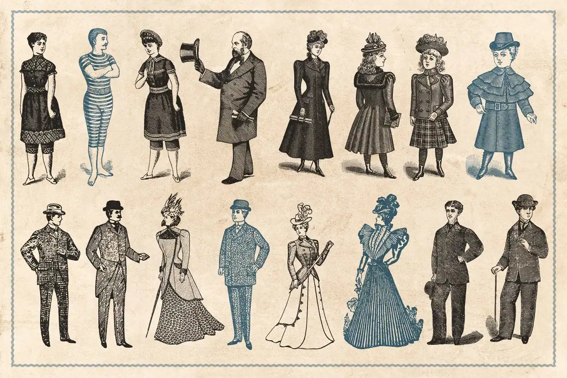 200 Vintage Fashion Illustrations - Free Download