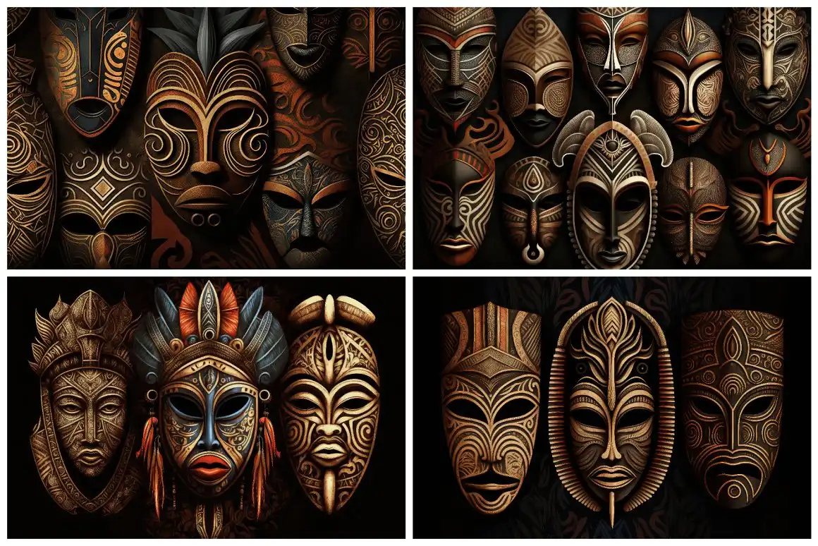 24 Tribal African Mask Illustrations Free Download