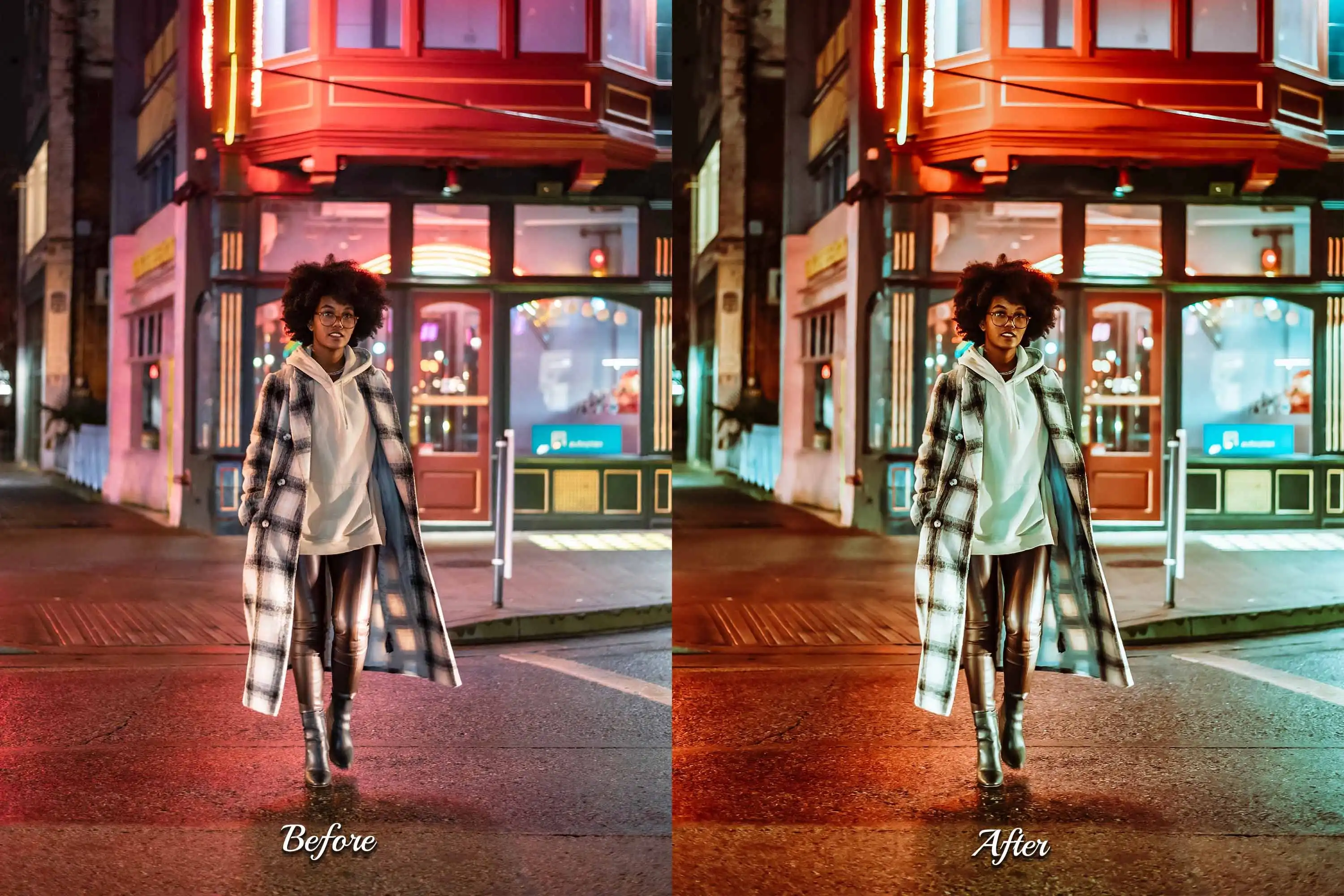 35 Night City Photoshop Action & LUT - Free Download
