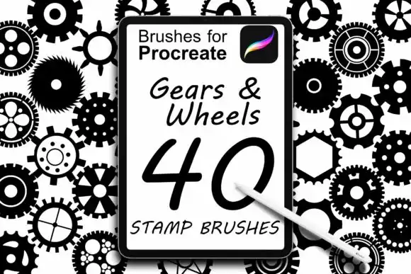 40 Gears & Wheels Stamp for Procreate Free Download