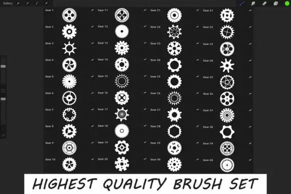 40 Gears & Wheels Stamp for Procreate Free Download