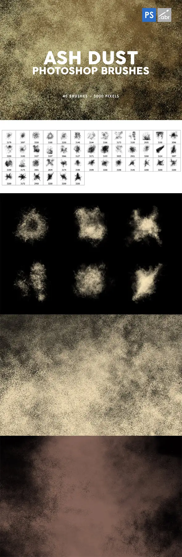 45 Ash Dust Photoshop Stamp Brushes - Brushes Pack
