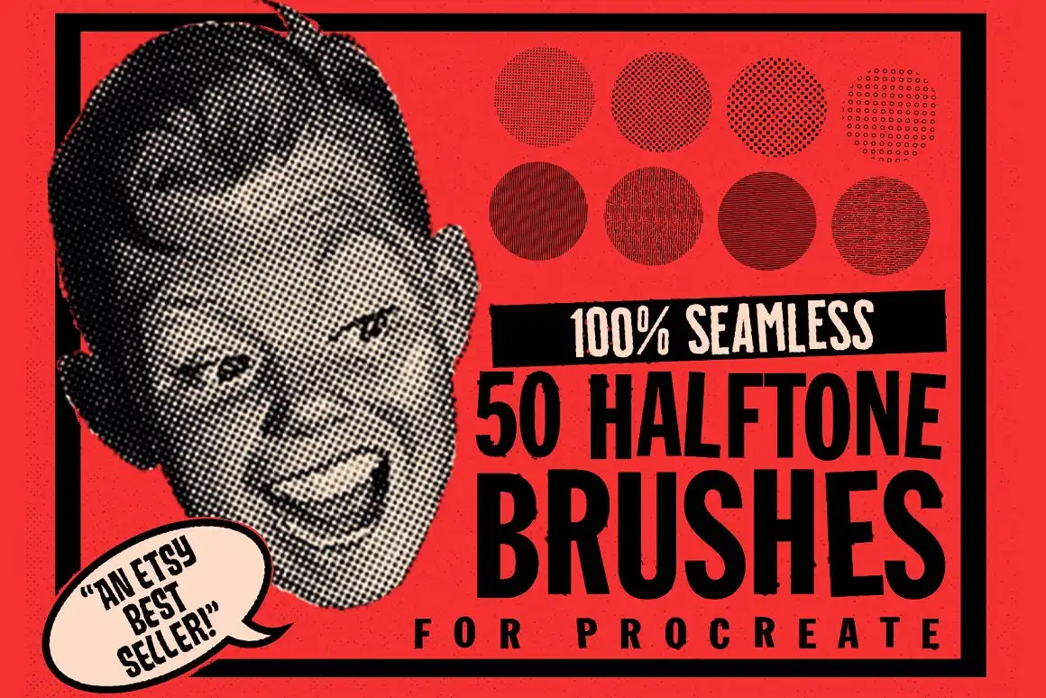 50 Halftone Brushes for Procreate Free Download